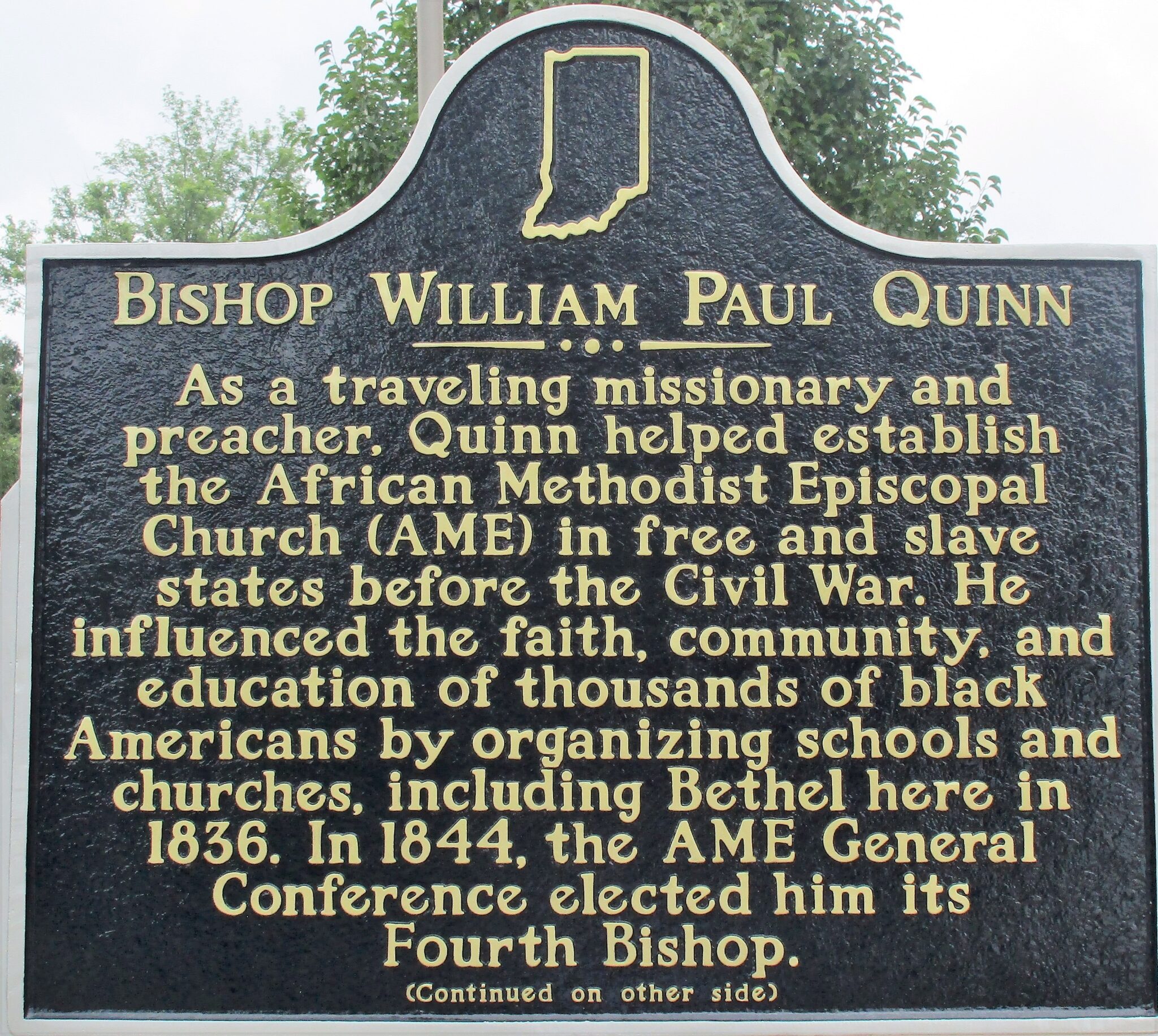 Historical Marker: Bishop William Paul Quinn - Visit Richmond Indiana